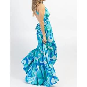 Aakaa | Dresses | New Aakaa Paradiso Halter Maxi Dress In Multiblue ...